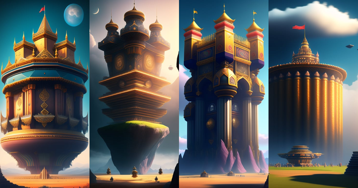 Lexica - Giant flying castle with center citadel