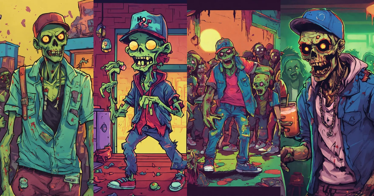 Lexica - Friendly zombie at a hip hop party doodle