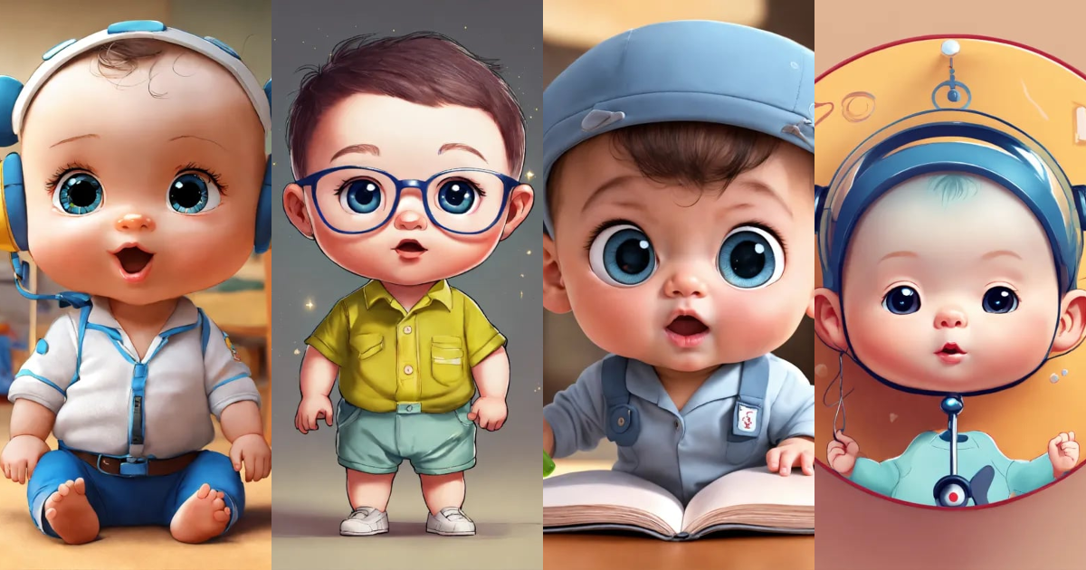 Lexica - Smart baby, cartoon, simple, no body