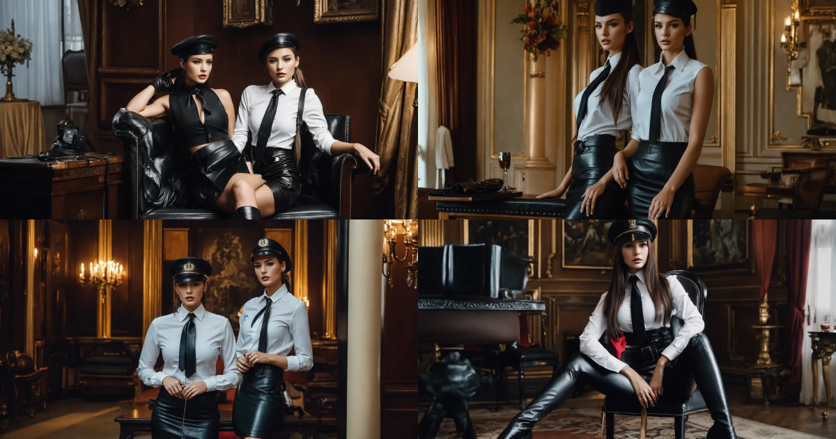 Lexica - Two stunning european mistress women fashion models sitting ...