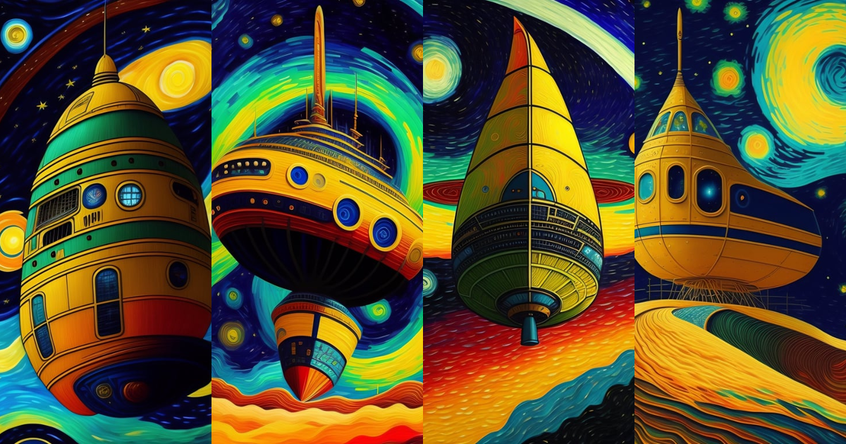 Lexica - Spaceship in van gogh style
