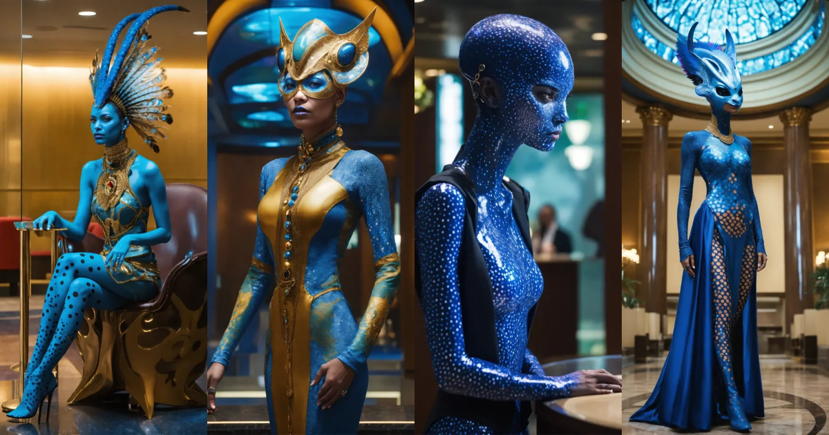 Lexica - An indigenous alien female, with blue spotted skin. Hour glass ...