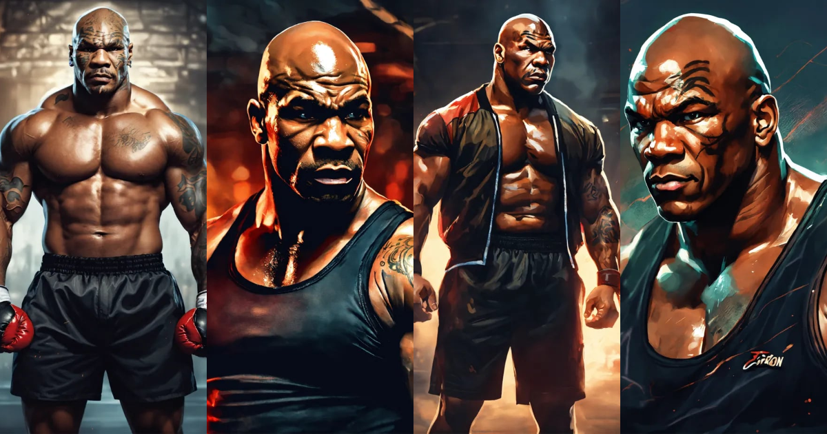Lexica - Digital portrait of an anger muscular Mike Tyson with a bald ...