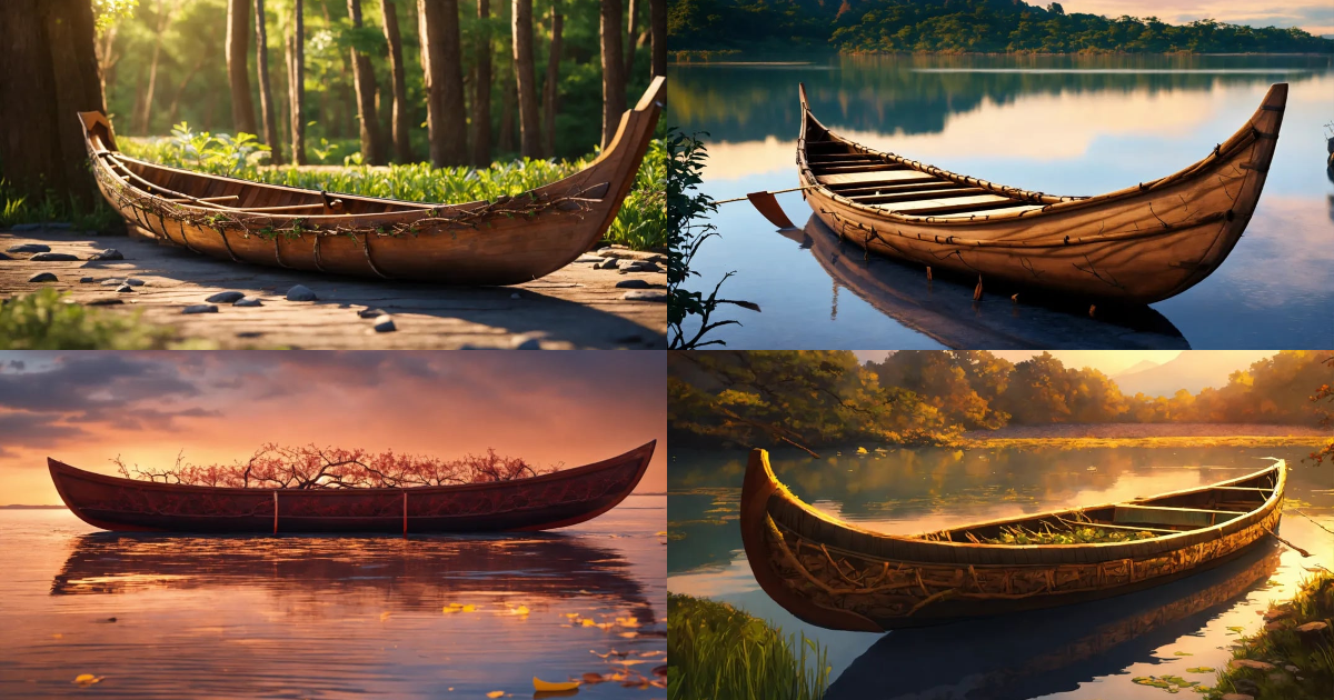 Lexica - A anime style canoe made of branches