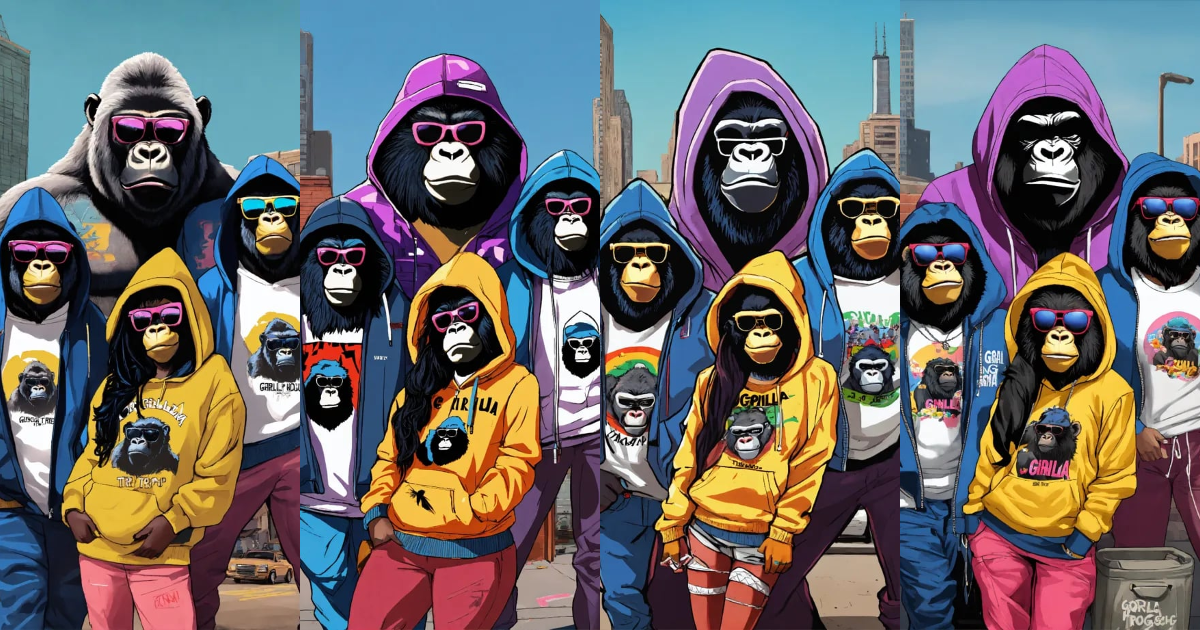 Lexica - Girl Gorillas wearing Gangster wearing designer sunglasses and ...