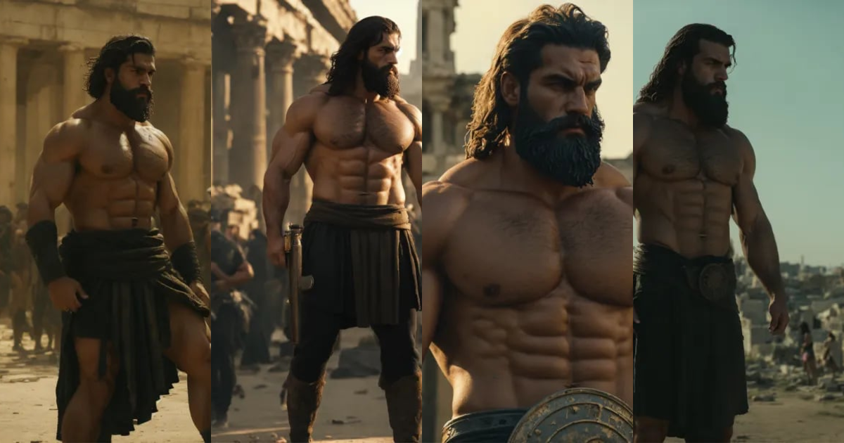 Lexica - A muscular statue of a strong Greek man with a beard and scars ...