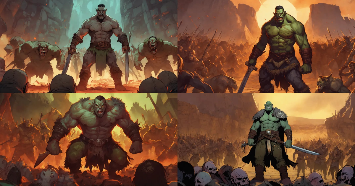 Lexica - Gray-Skinned, Half-Orc Brute, enraged, standing over dead ...