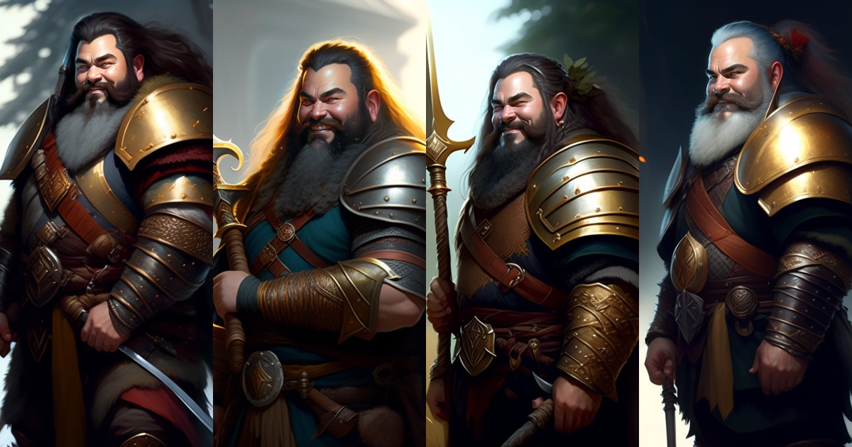 Lexica - Portrait of a happy dwarf paladin with orcish axe and rusty ...