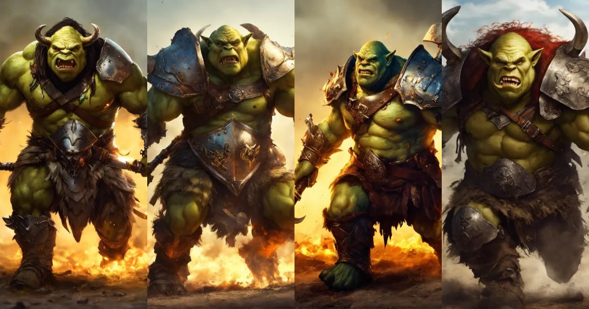 Lexica - Ogre with armor made in bones, charging humans in a ...