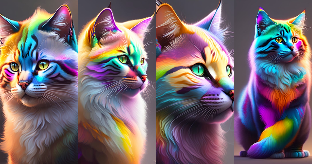 Lexica - A rainbow colored cat, concept art, digital painting, trending ...
