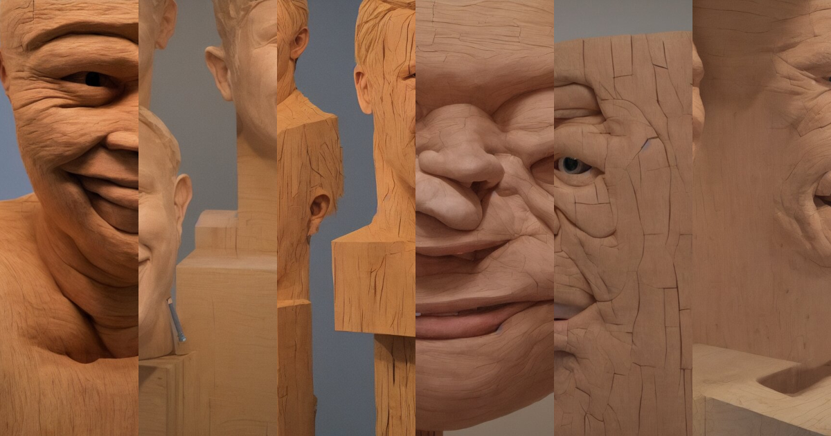 Lexica - Hyperrealistic sculpture of a human face smiling carved out of ...