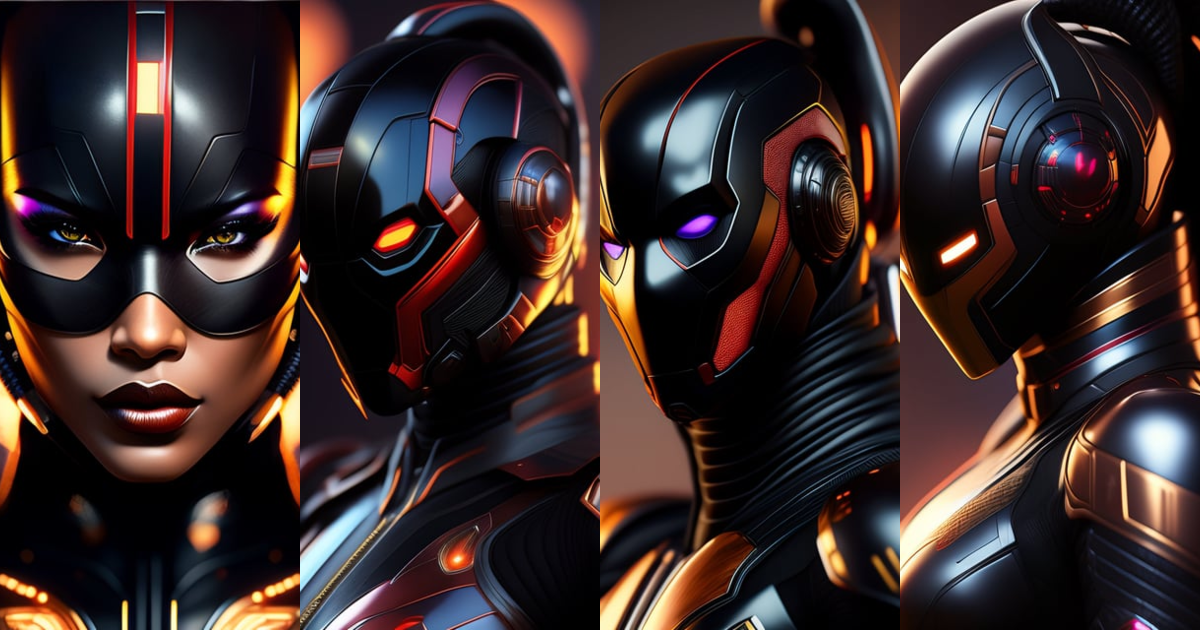 Lexica - Portrait of a cybernetic black snake Deadpool, sunburst ...