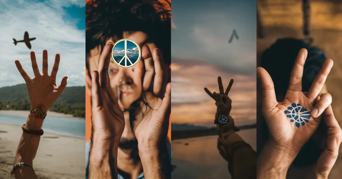 Lexica - Upside down A peace sign with a man hand