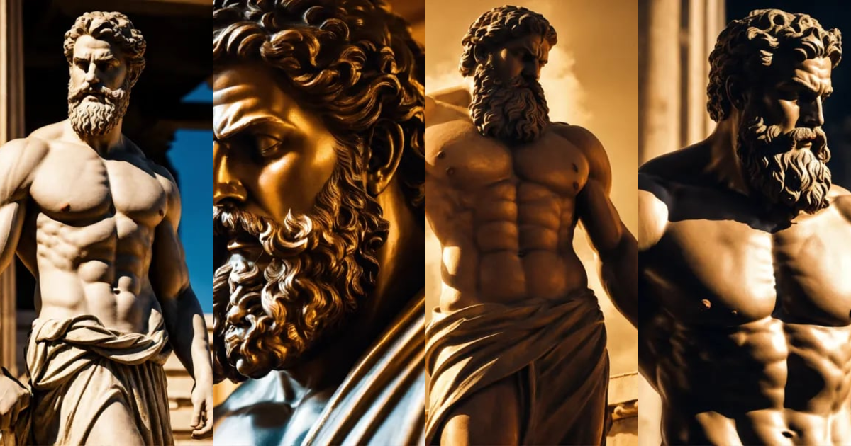 Lexica - Greek statue strong man standing with aggressive beard ...