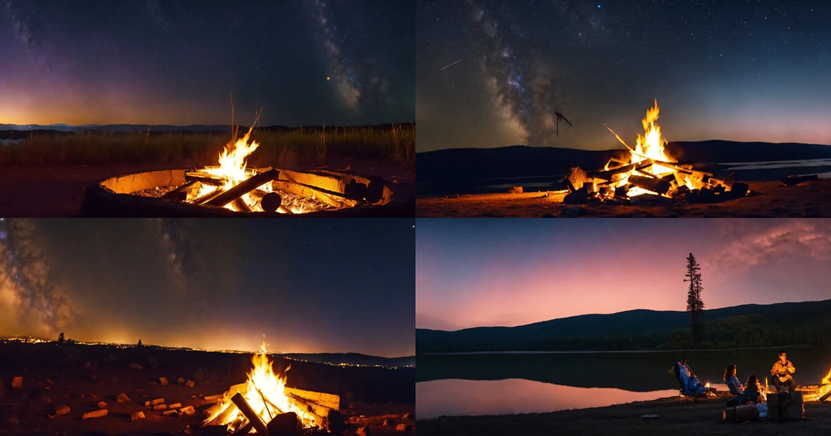 Lexica - Campfire under the stars, detailed, 16k, shallow depth of ...