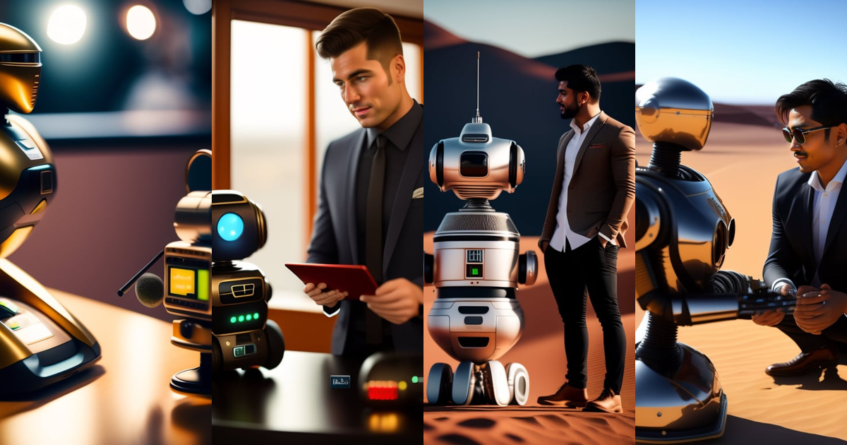 Lexica - High quality photograph of aria finger interviewing a robot ...