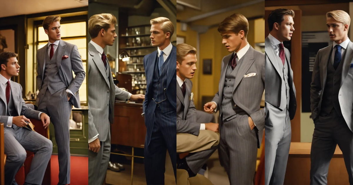 Lexica - A young British boss in light grey pinstripe vested suit, club ...