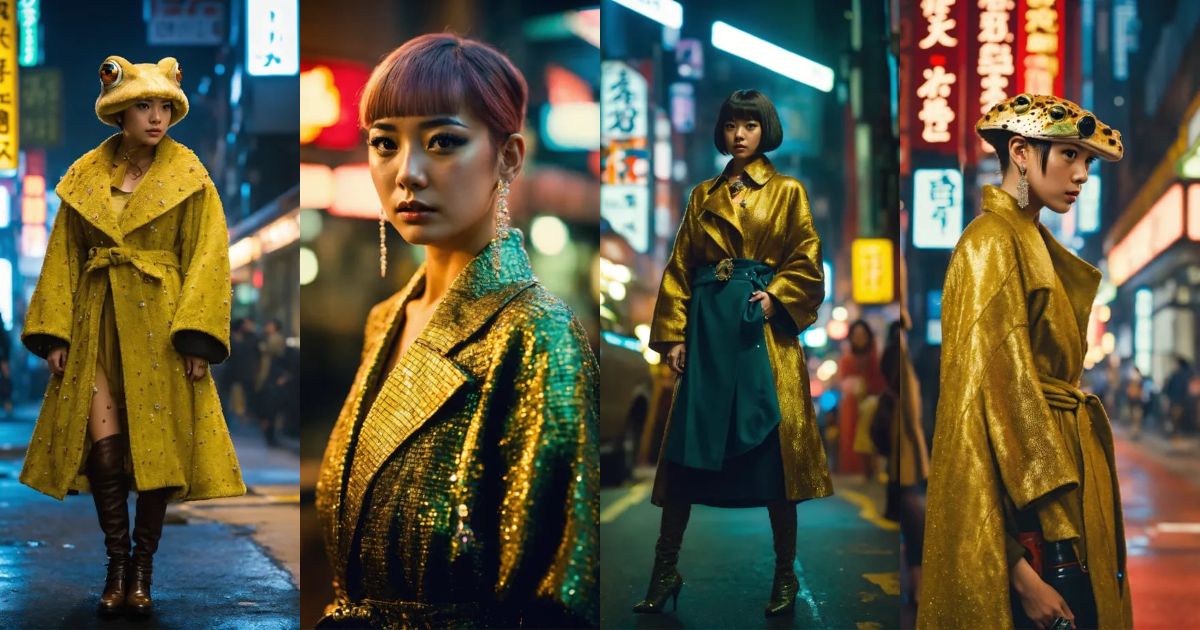 Lexica - Photorealistic Tokyo Street Fashion Shoot of a Diamond Toad in ...