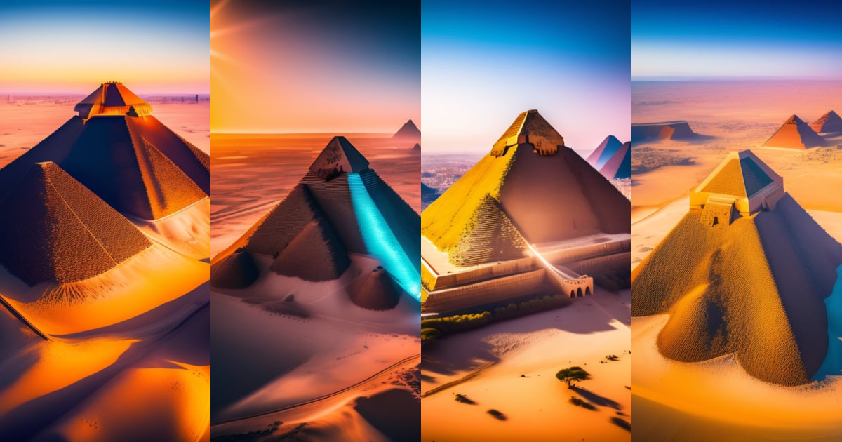 Lexica - Drone photo of the three pyramids of Giza in white color, in ...