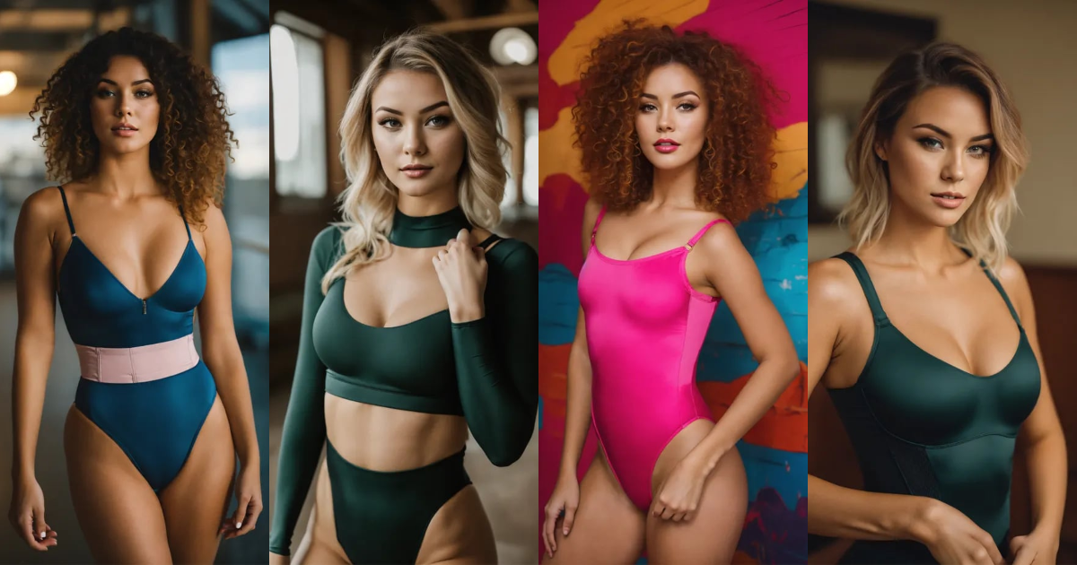 Lexica - Beautiful bimbo woman in high-waisted leotard