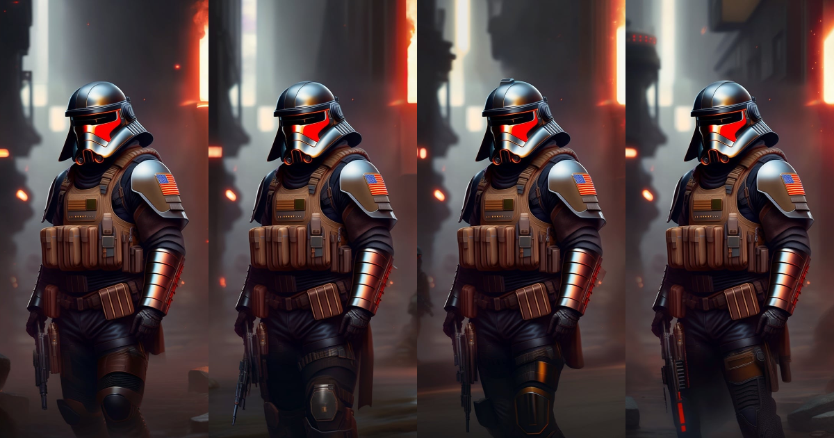 Lexica - A hired mercenary, with military body armour, in a dark ally ...