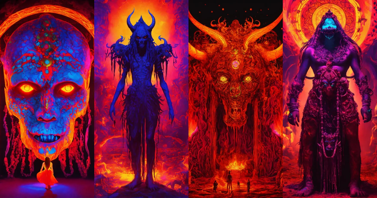 Lexica - Full body the grudge Bahpomet in Blacklight DMT demon ...