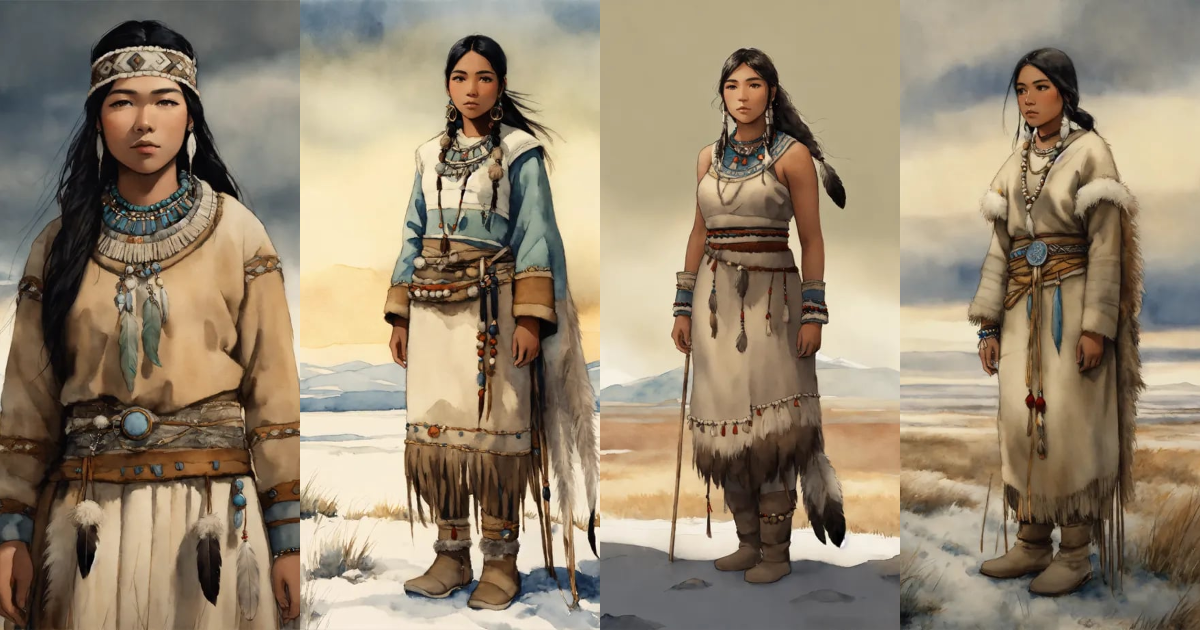 Lexica - Full body Illustration of an inuit woman, young, 18 years old ...