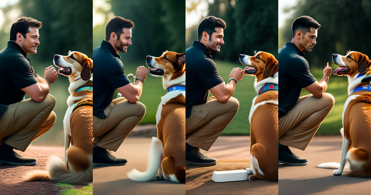 Lexica - Picture of a human training a dog to sit