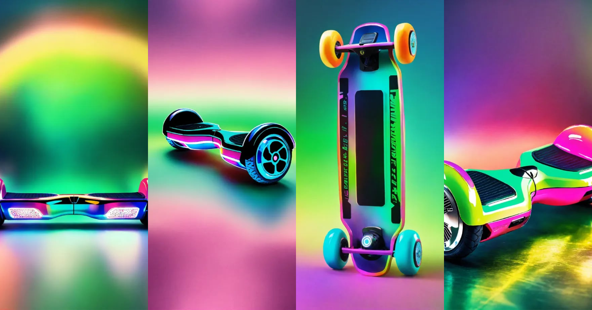 Lexica - Hoverboard, color blur and green gradient, background transparent