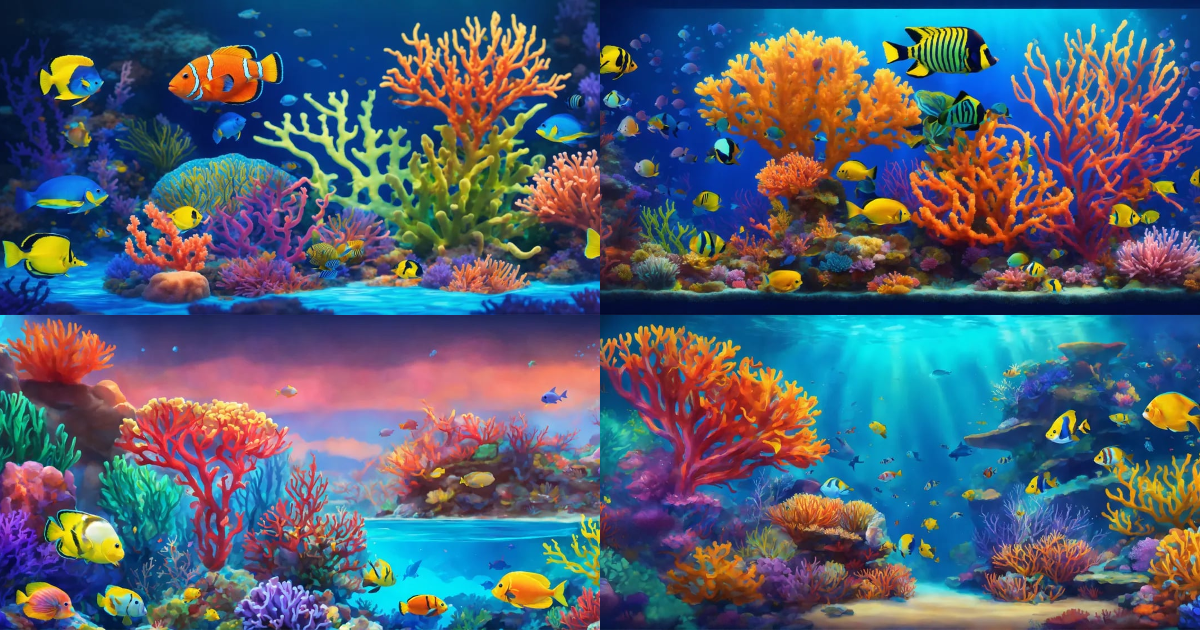 Lexica - 2d cartoon undewater coral reef, bright, vivid colors ...