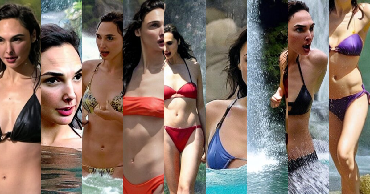 Lexica - Gal gadot in a bikini under a waterfall, wet hair