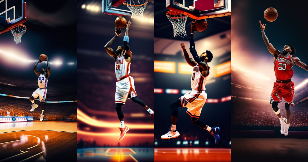 Lexica - NBA basketball player dunking a ball on a court, 8k, beautiful ...