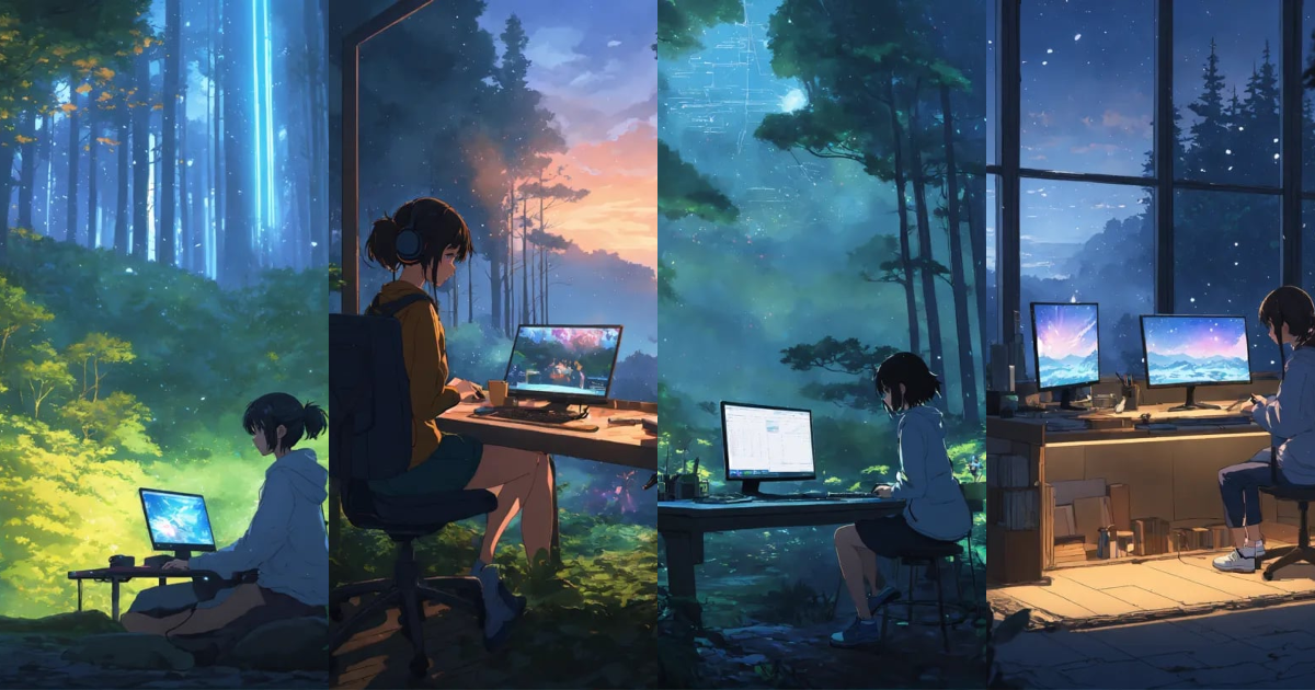 Lexica - Create a high resolution artwork of lofi, Anime Girl is ...