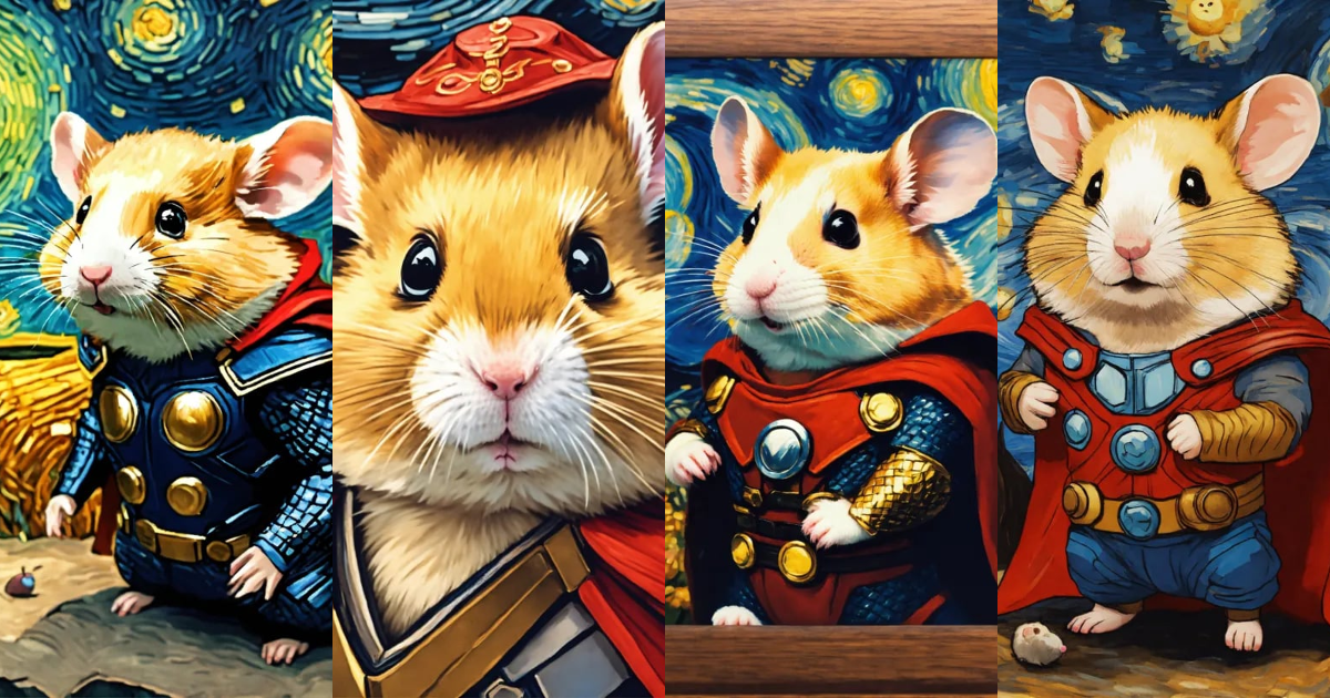 Lexica - Thor hamster van gogh style