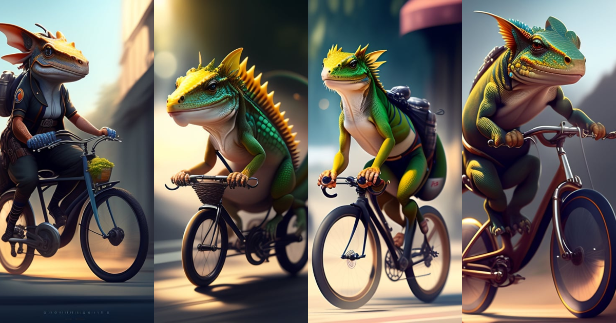 Lexica - A bhudist lizard cycling with a helmet bicycle by greg ...