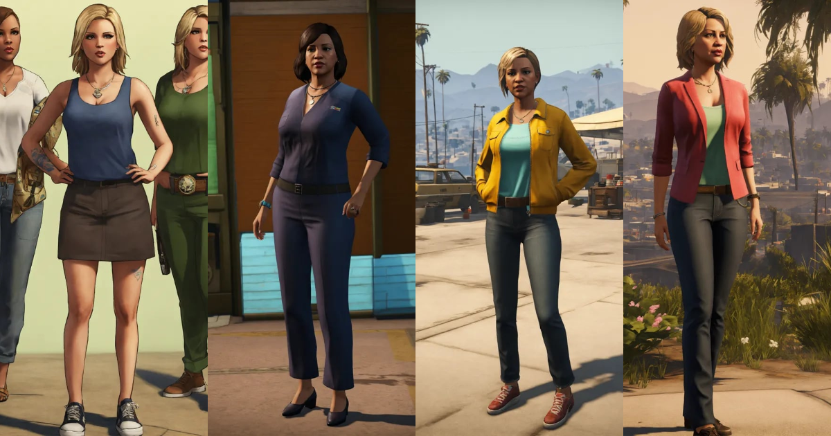 Lexica - Full body view of Denise Clinton from GTA 5