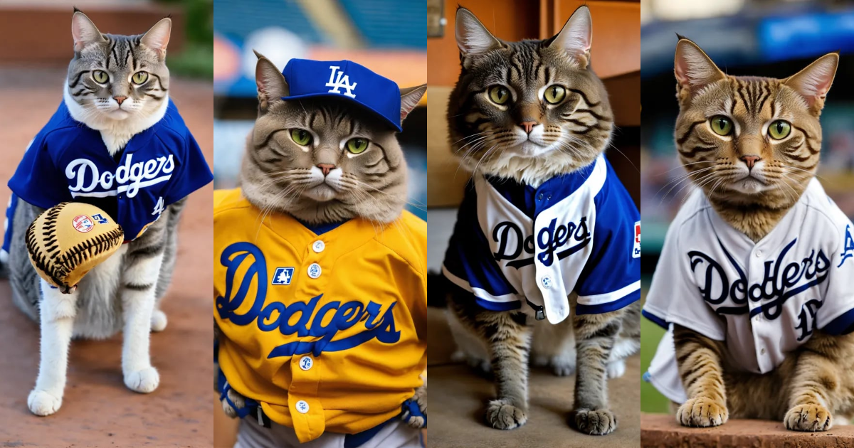 Lexica - Heathcliff the cat in a dodgers jersey