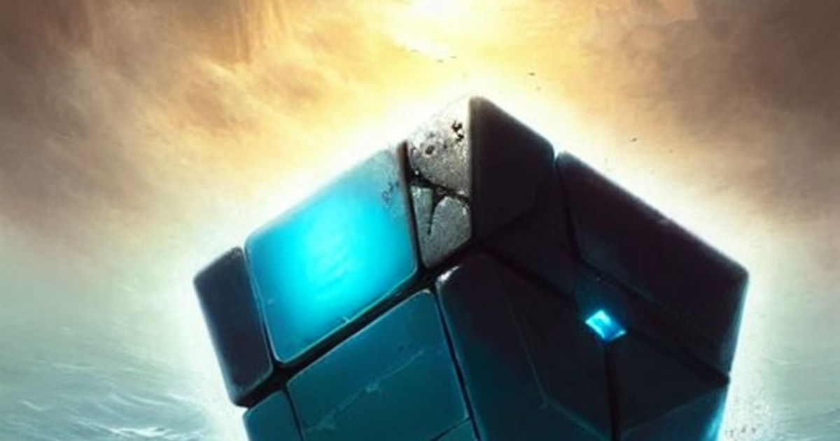 Lexica - An alien cube draining water from the ocean, by greg rutkowski