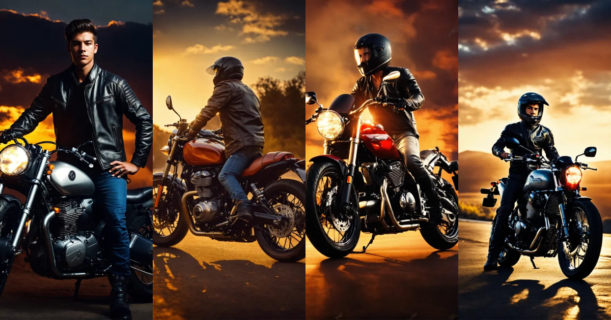 Lexica - Handsome young adult male motorcycle rider realistic on ...