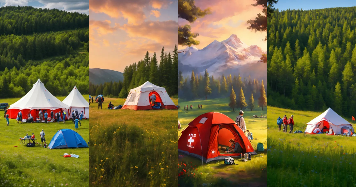 Lexica - Medical tent out in the open meadow, where the injured goes to ...