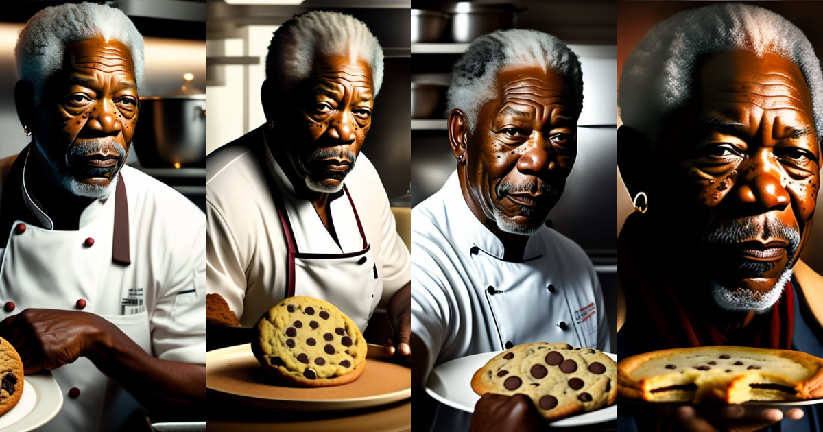 Lexica - Morgan freeman in a chef hate baking chocolate chip cookies