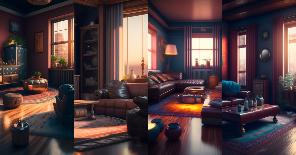 Lexica - Highly detailed interior shot of a messy vintage living room ...