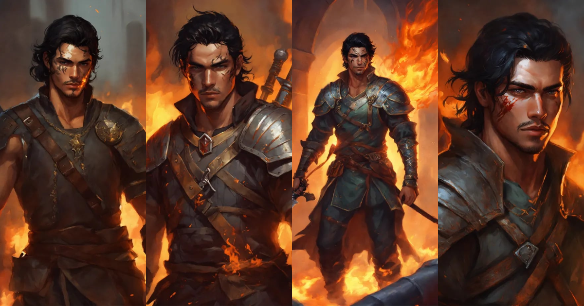 Lexica - Handsome black-haired male warrior prisoner with a burn on his ...