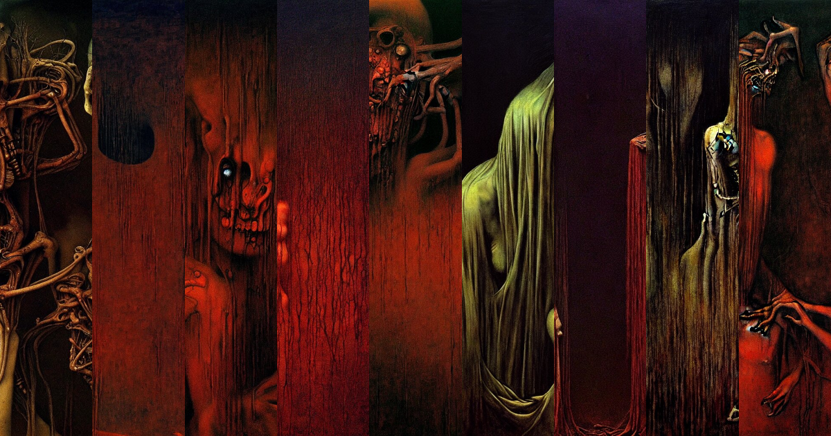 Lexica - A painting by beksinski, Giger, and Caravaggio