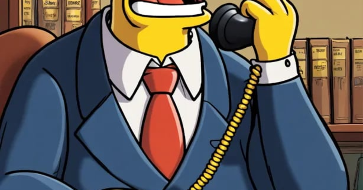 Lexica - Lawyer from the Simpsons cartoon laughing and talking on the ...