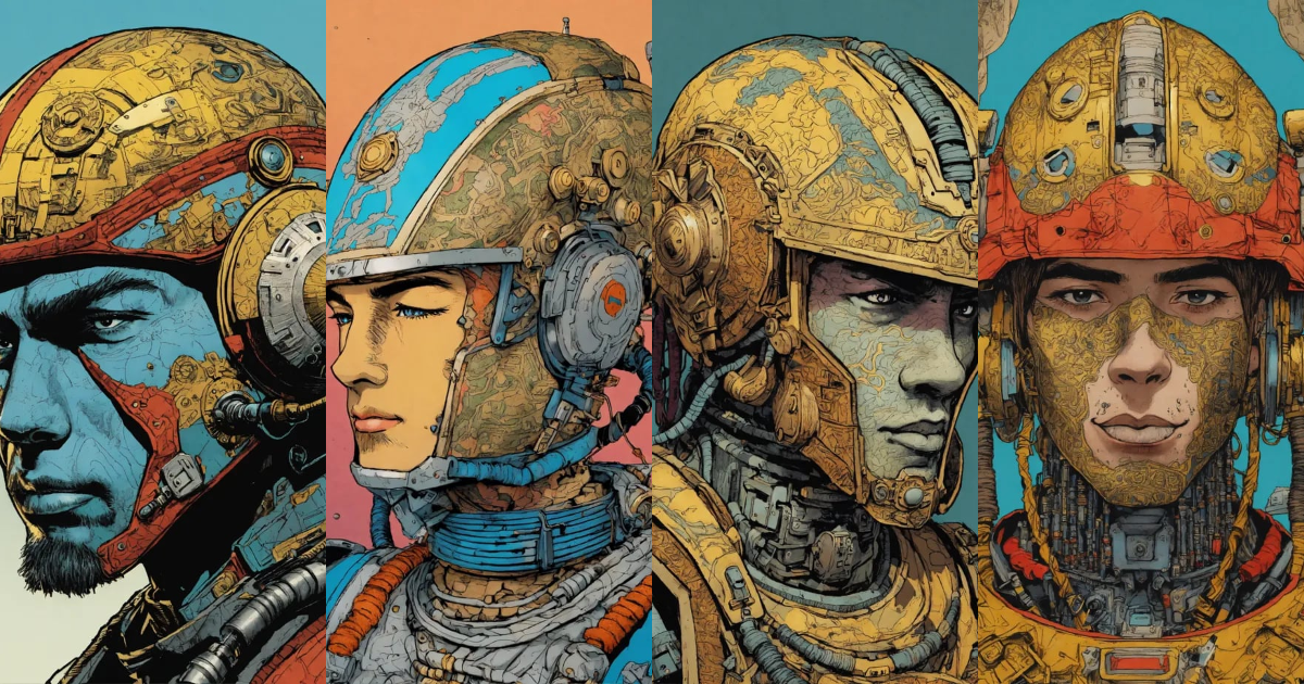 Lexica - Detailed pen and ink illustration of a eastern warrior cyborg ...