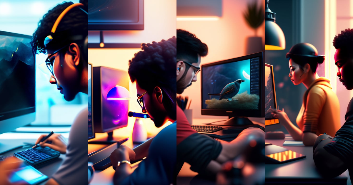 Lexica - Group of studants working on their computers ,artstation ...