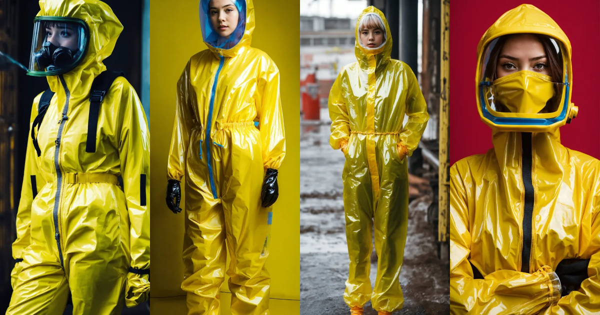 Lexica - Girl in glossy yellow hazmat suit