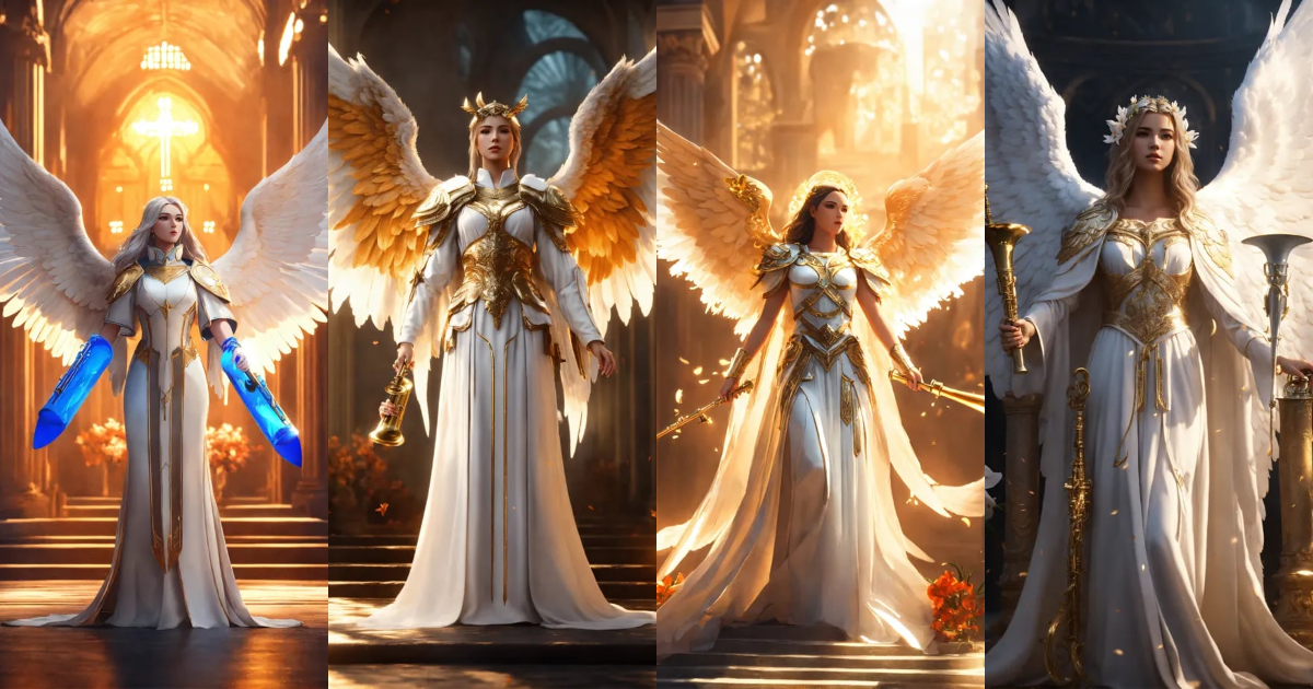 Lexica - Create a beautiful archangel gabriel with white wings, a lily ...