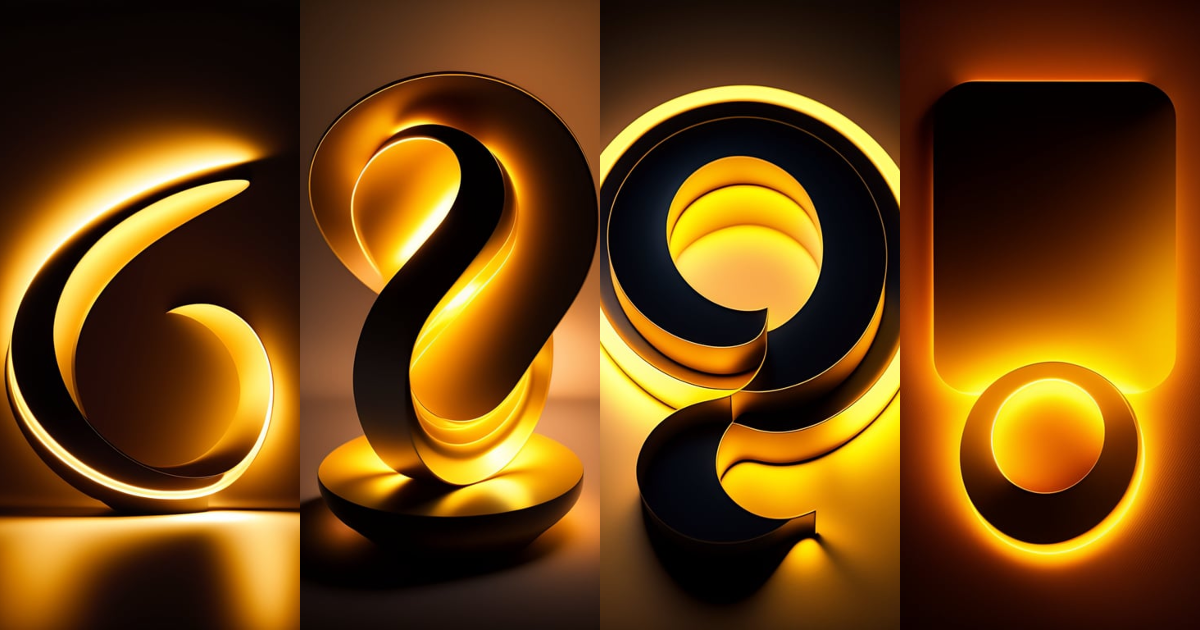 Lexica - Glowing dark golden mobius strip in the shape of a capital D ...